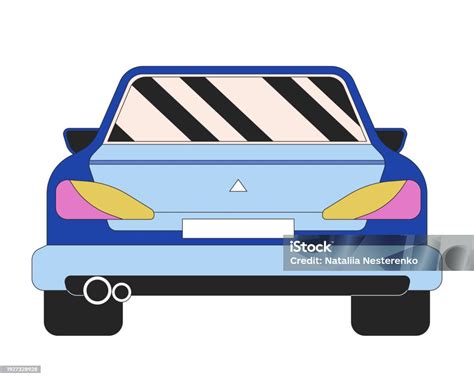 차량 뒷모습 2d 선형 만화 개체 2차 도형에 대한 스톡 벡터 아트 및 기타 이미지 2차 도형 교통수단 기계공 Istock