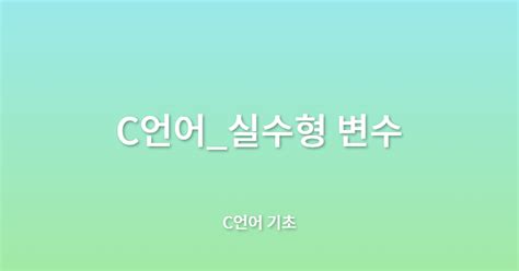 c언어 실수형 변수