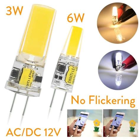 ERANPO No Flickering Dimmable G AC DC V LED COB Light W W LED Lamp Bulb Replace Halogen W