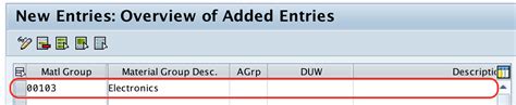 SAP MM Define Material Groups