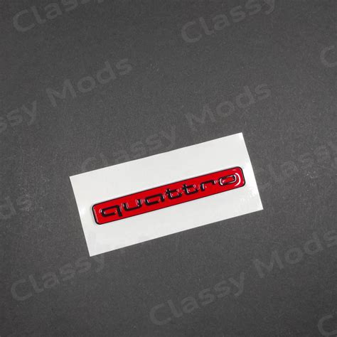 Quattro Gloss Red Rear Emblem Badge Classy Mods