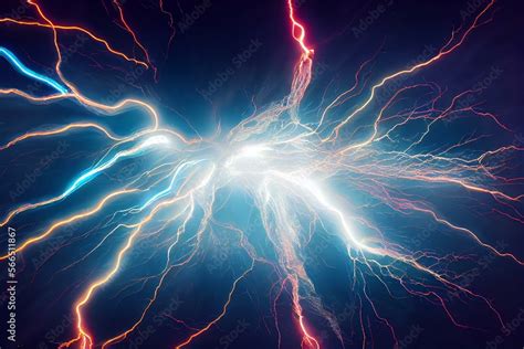 Blue Lightning Power Energy Charge Abstract Background Blitz Effect