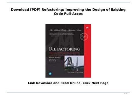 download [pdf] refactoring improving the design of existing code ful…