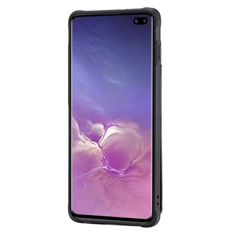 갤럭시 S10 세로 플립 충격 방지 가죽 보호 케이스 긴 로프 지원 카드 슬롯 및 브래킷 및 사진 홀더 및 지갑 기능 블랙