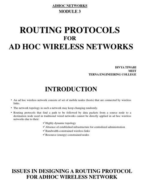 routing protocols ad hoc wireless networks pdf routing wireless