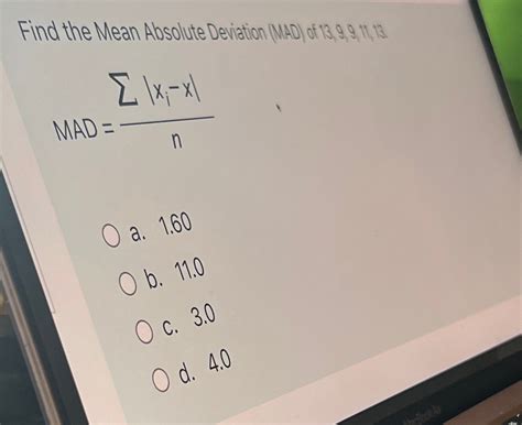 Solved Find The Mean Absolute Deviation MAD Of Chegg Com