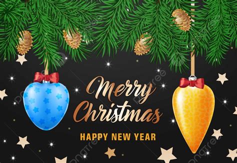 전나무 Sprigs와 메리 크리스마스와 새해 복 많이 받으세요 레터링 템플릿 Psd 다운로드 디자인 자료 다운로드