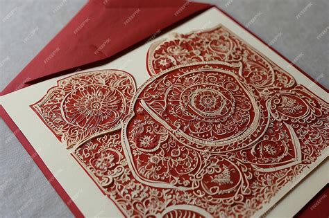 Premium Photo Elegant Red Fassi Henna Wedding Invitation Moroccan Charm
