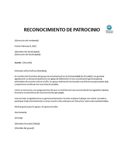 Carta De Patrocinio