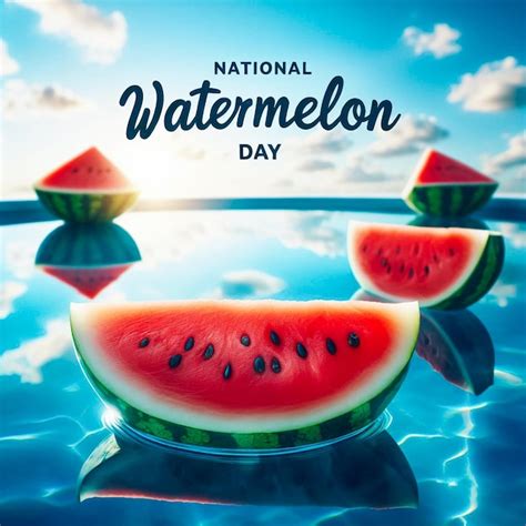 Premium Photo Watermelon Slices Floating In Pool Water With National