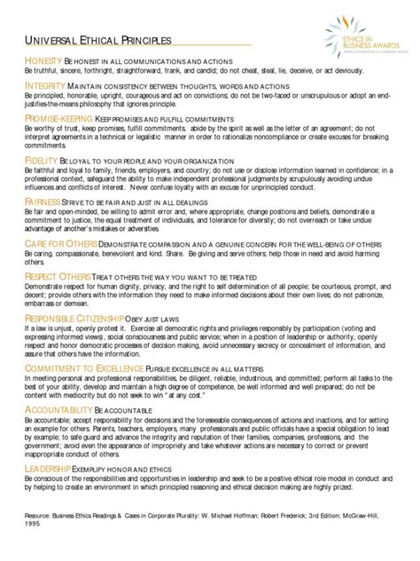 Universal Ethical Principles In Business Pdf Leadership
