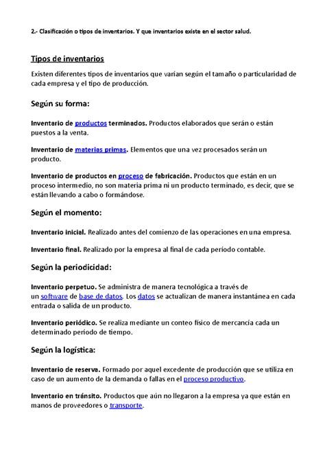 2 Clasificación O Tipos De Inventarios Y Que Inventarios Existe En