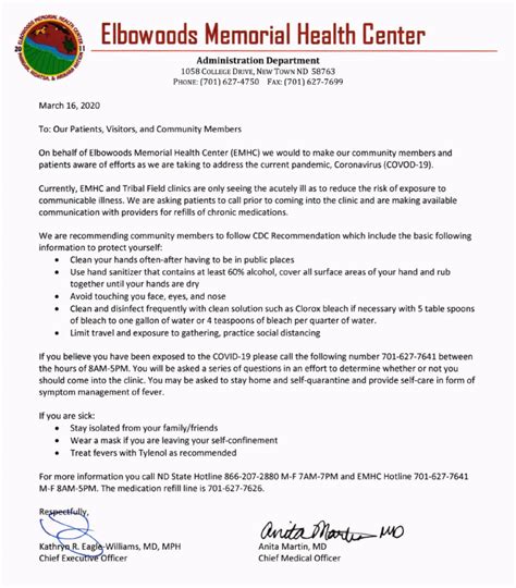 Latest News Elbowoods Memorial Health Center