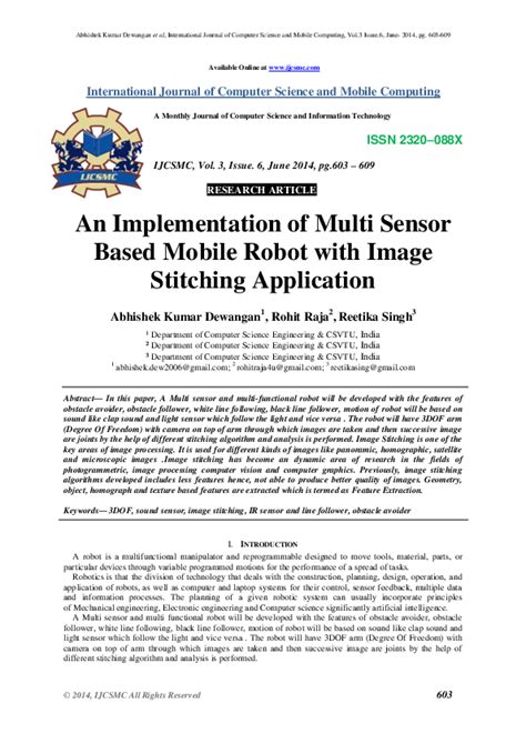 Pdf An Implementation Of Multi Sensor Based Mobile Robot With Image