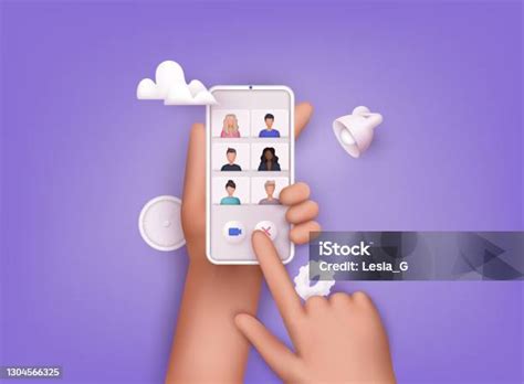 원격 회의 웹 화상 회의 동료들은 전화 화면에서 서로 이야기합니다 3d 웹 벡터 일러스트레이션 팀워크에 대한 스톡 벡터 아트 및 기타 이미지 Istock