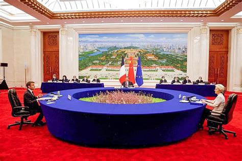 Цветовая загадка на встрече Си Макрона и фон дер Ляйен китайцы замаскировали двойное послание