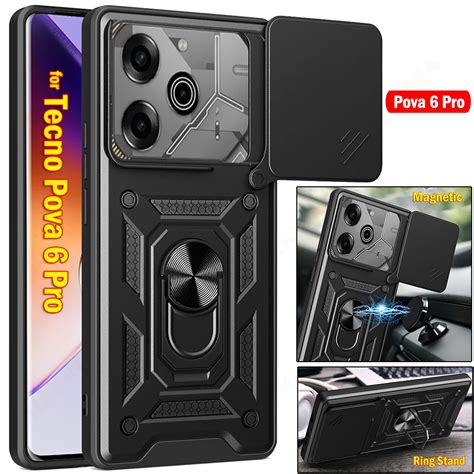 Slide Camera Lens Case Tecno Pova Pro Neo Casing Military Grade Bumpers Armor Ring
