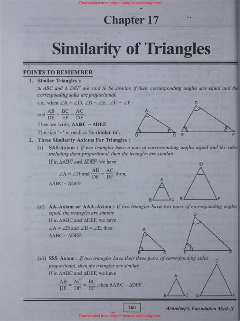Icse Class 10 Maths Chapter 17 Similarity Of Triangles Pdf