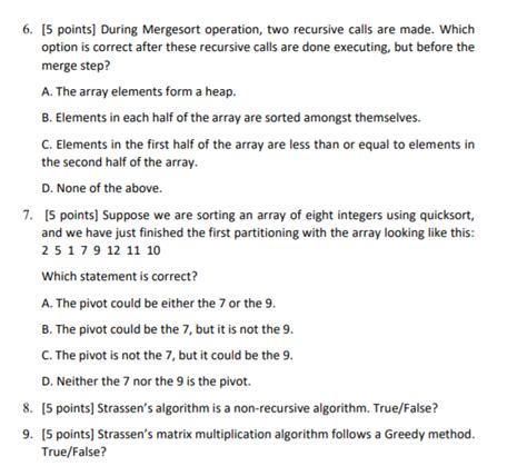Solved Points During Mergesort Operation Two Chegg Com