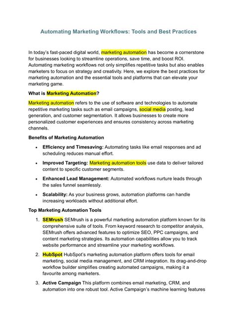Ppt Automating Marketing Workflows Article Hf 20 01 2025 Powerpoint