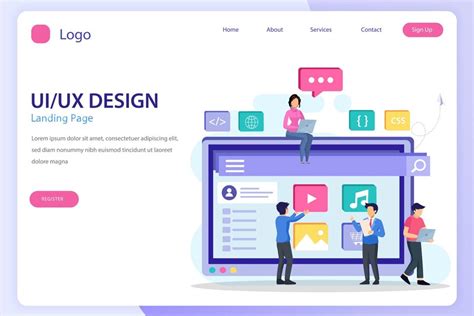 Premium Vector Ui Ux Design Concept Ui Ux Landing Page Website Flat Vector Template