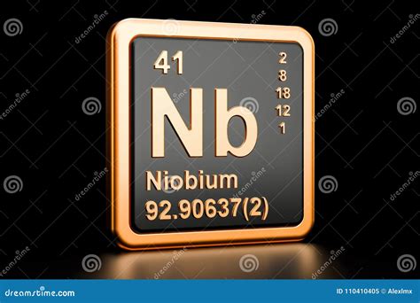 Niobium Nb Chemical Element 3d Rendering Stock Illustration Illustration Of Atomic