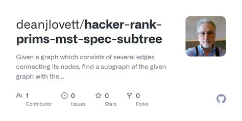 Github Deanjlovetthacker Rank Prims Mst Spec Subtree Given A Graph
