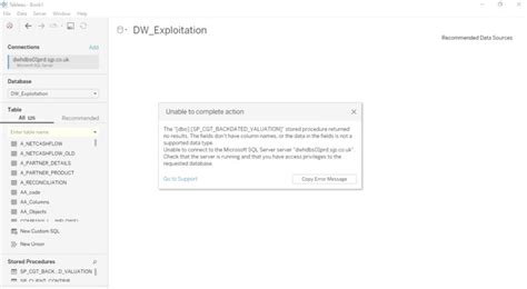 While Trying To Connect To Sql Server Stored Procedure With Tableau
