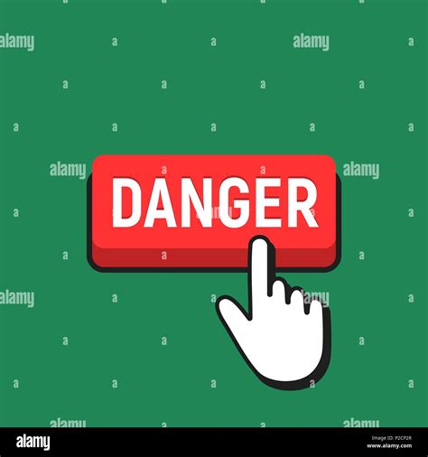 hand mouse cursor clicks the danger button pointer push press button