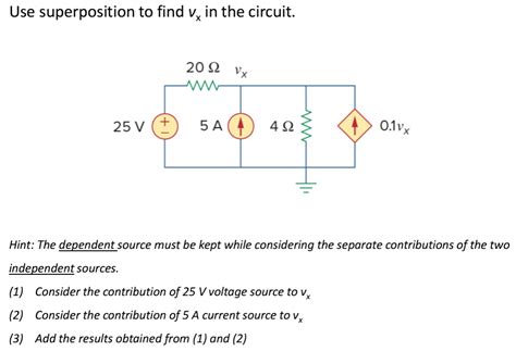 solved use superposition to find vx in the circuit hint