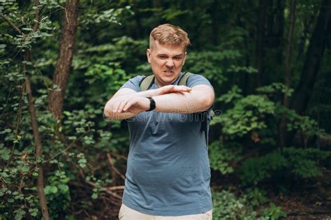 Angry 30s Man Trying To Get Rid Of Annoying Insects Outdoors Mosquitoes Attack Healthy