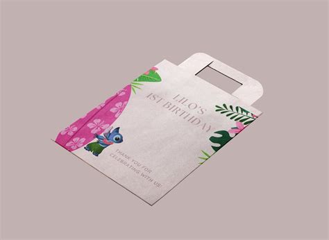 Editable Lilo And Stitch Birthday Themed Gable Box Template Party Loot Bag Gable Box Canva