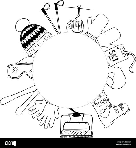 Ski Sport Vector Logo Illustration Template Circle Round Frame Icon