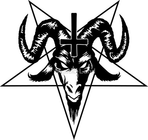 Satanic Goat Head With Pentagram Black Sticker Mystic Goats And