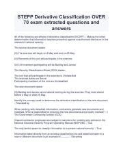 Derivative Classification Exam Questions Answers For STEPP Course Hero