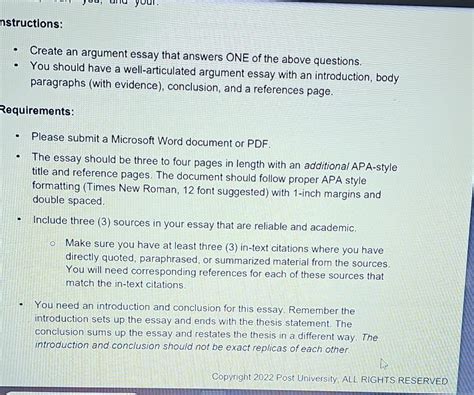 Unit 5 Assignment Argument Essay Introduction