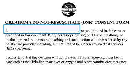 Oklahoma Dnr Form Ok Do Not Resuscitate Order Template