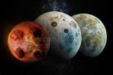 Planets And Their Moons In Stunning Celestial Portrait Stock Image