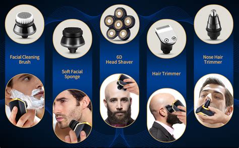 Roziapro Head Shavers For Men 6d Electric Rotary Shaver Multifunctional