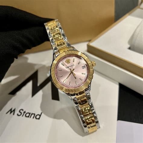 베르사체 Versace 헬레니엄 그리스 에메랄드 로고 캐주얼 여성용 시계 35mm 위핑