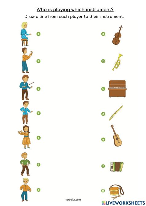 Instrument Matching Interactive Worksheet Jeux De Musique Activités Instruments De Musique