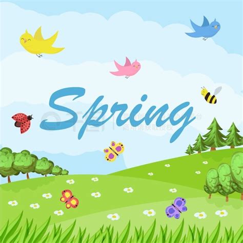 春天背景 春天的卡通风景与树木和云彩 模板免费下载 Ai格式 626像素 编号65458434 千图网