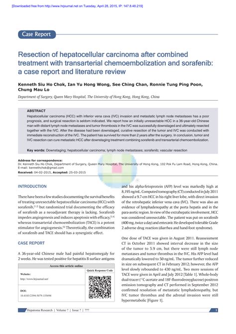 Pdf Resection Of Hepatocellular Carcinoma After Combined Treatment With Transarterial