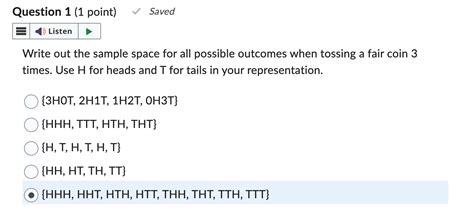 Solved Write Out The Sample Space For All Possible Outcomes Chegg Com