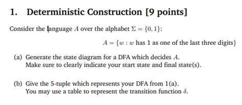 Solved Deterministic Construction 9 ﻿points Consider The
