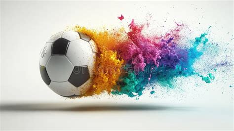 Soccer Ball Exploding With Vibrant Colors In Dynamic Motion Stock Image Image Of Soccer