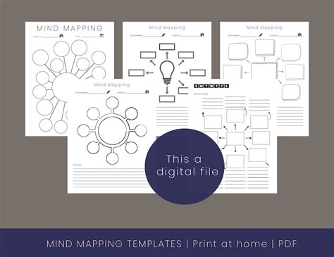 Mind Mapping Digital Files Printable Lecture Notes Simple Study Note