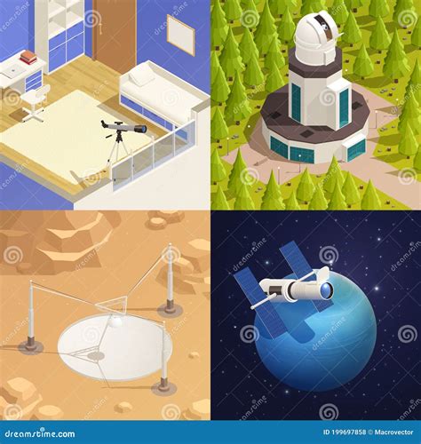 Astronomy Isometric 2x2 Design Concept Stock Vector Illustration Of