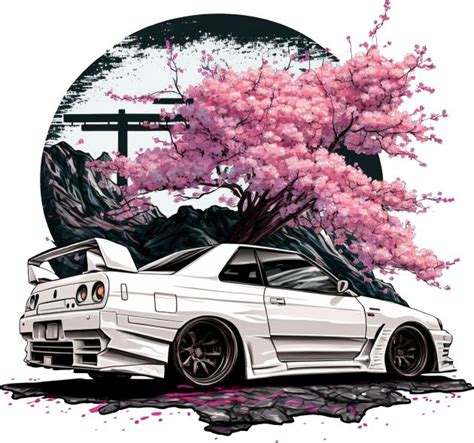 Skyline Cherry Blossom T Shirt Cool Car Drawings Art Cars Cool Car