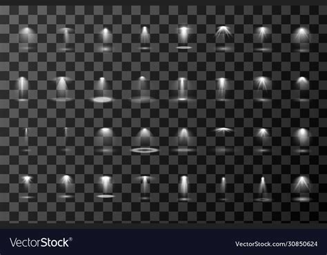 Set Light Sources Isolated Royalty Free Vector Image